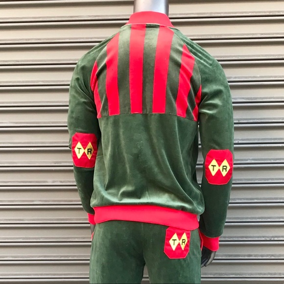 TROOP | Suits & Blazers | Mens Troop Green Red Velour Tracksuit | Poshmark